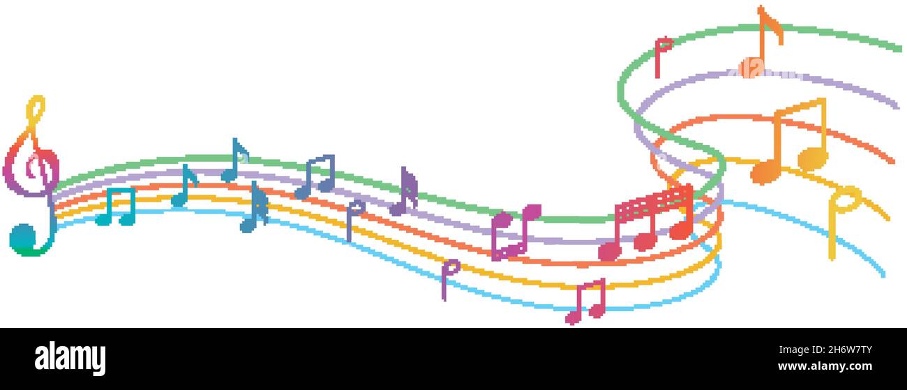 Musical symbols wave on white background illustration Stock Vector ...