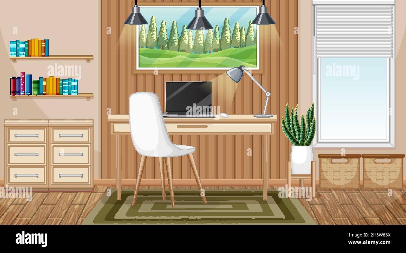 Laptop on table inside Stock Vector Images - Alamy