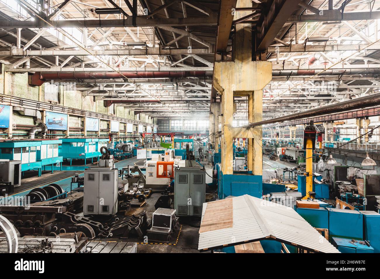 Ufa, Russia. October 9, 2021: The interior of an old manufacturing ...