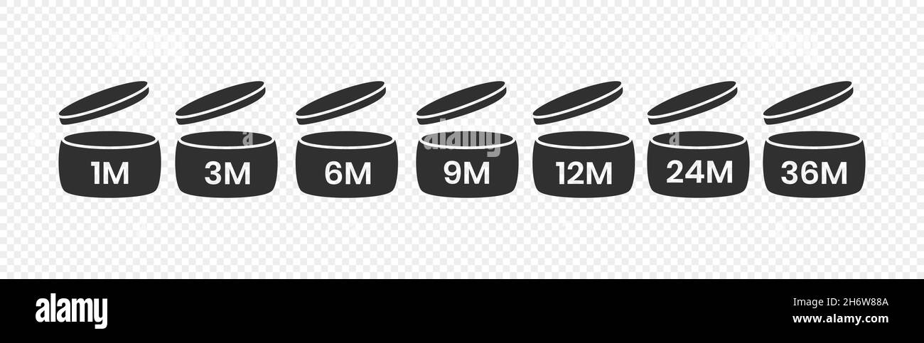 PAO, period after open icon sign set flat style design vector ...