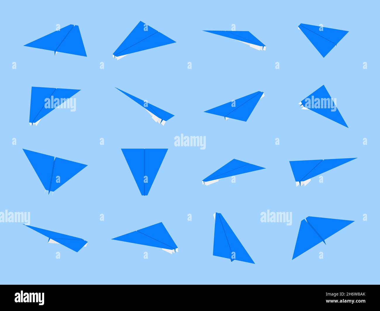 Origami paper planes collection with different views and angles Stock ...