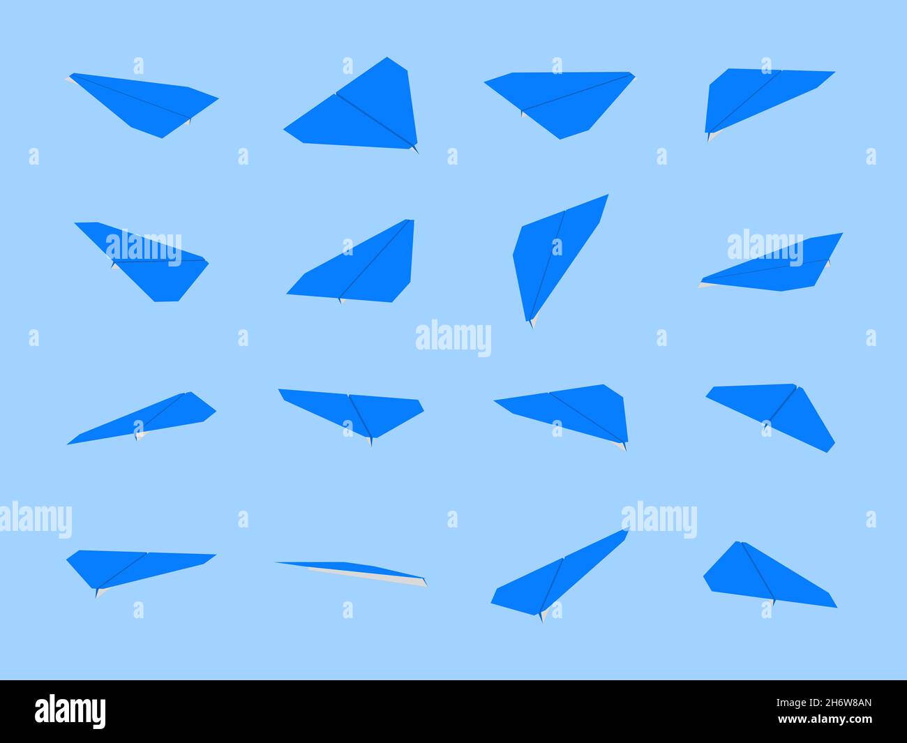 Origami paper planes collection with different views and angles Stock ...