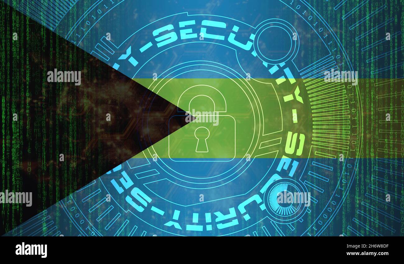 National cyber Security of Bahamas on digital background Data ...