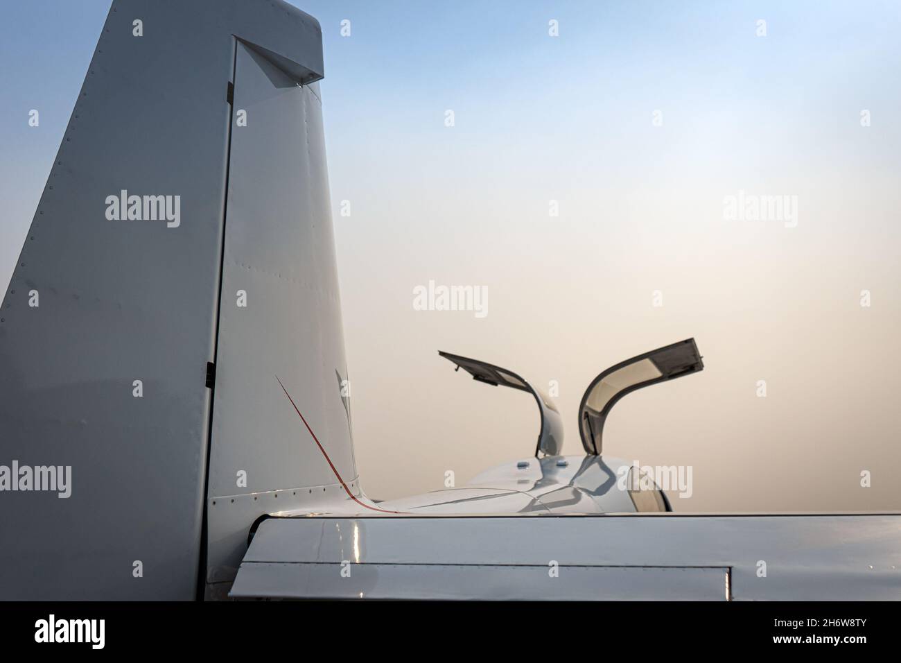 Small private white plane before the flight. Front view. Close-up Stock ...