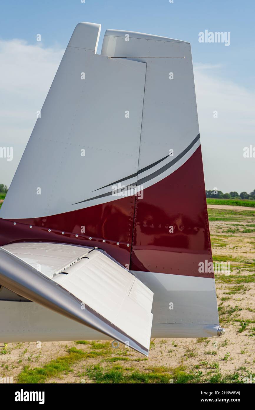 Small private white plane before the flight. Front view. Close-up Stock ...