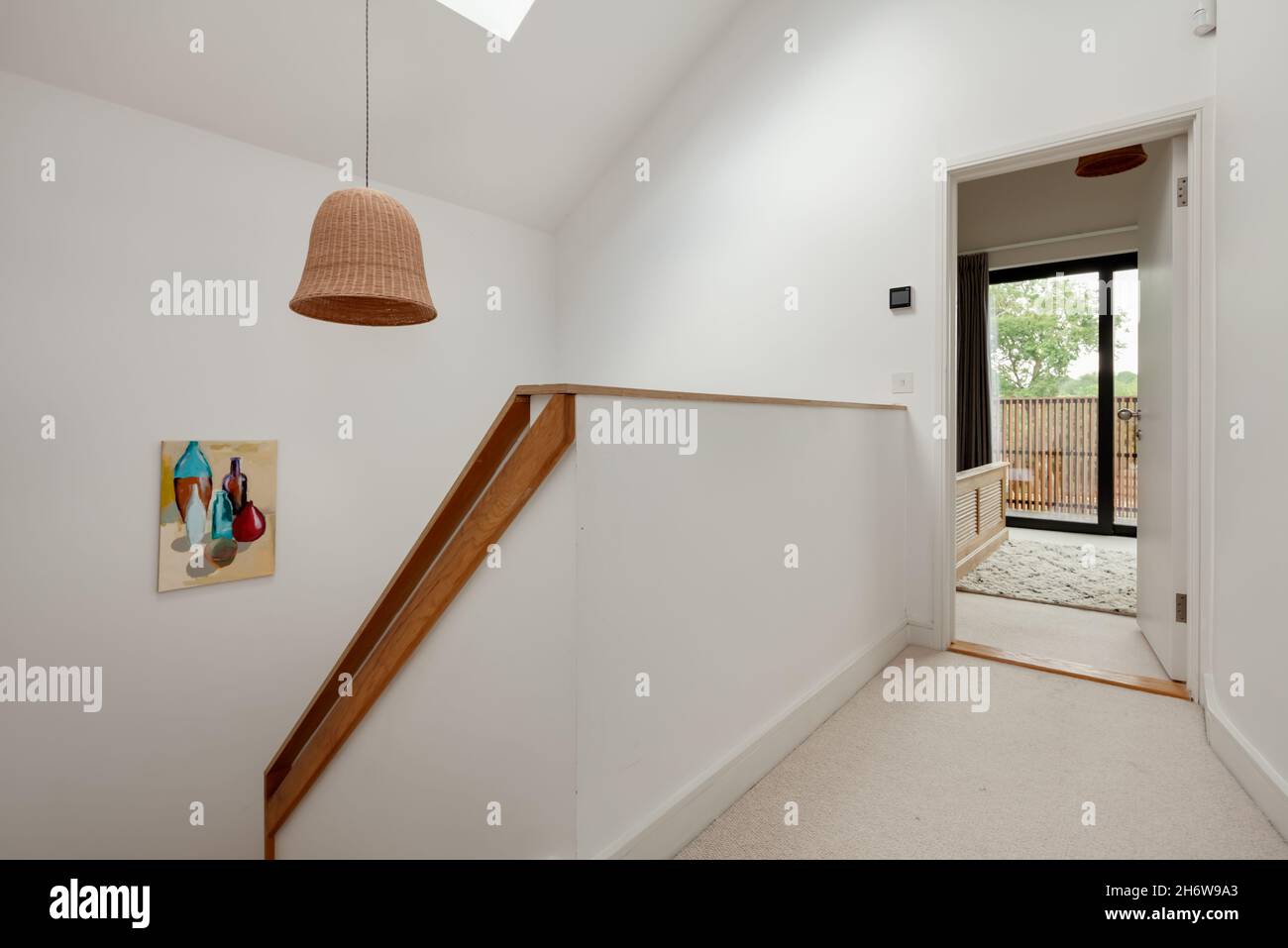 Dry Drayton, England - August 2 2019: First floor landing hall with ...