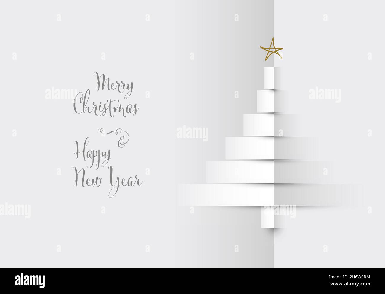 Simple white vector christmas card template with tree made from white ...