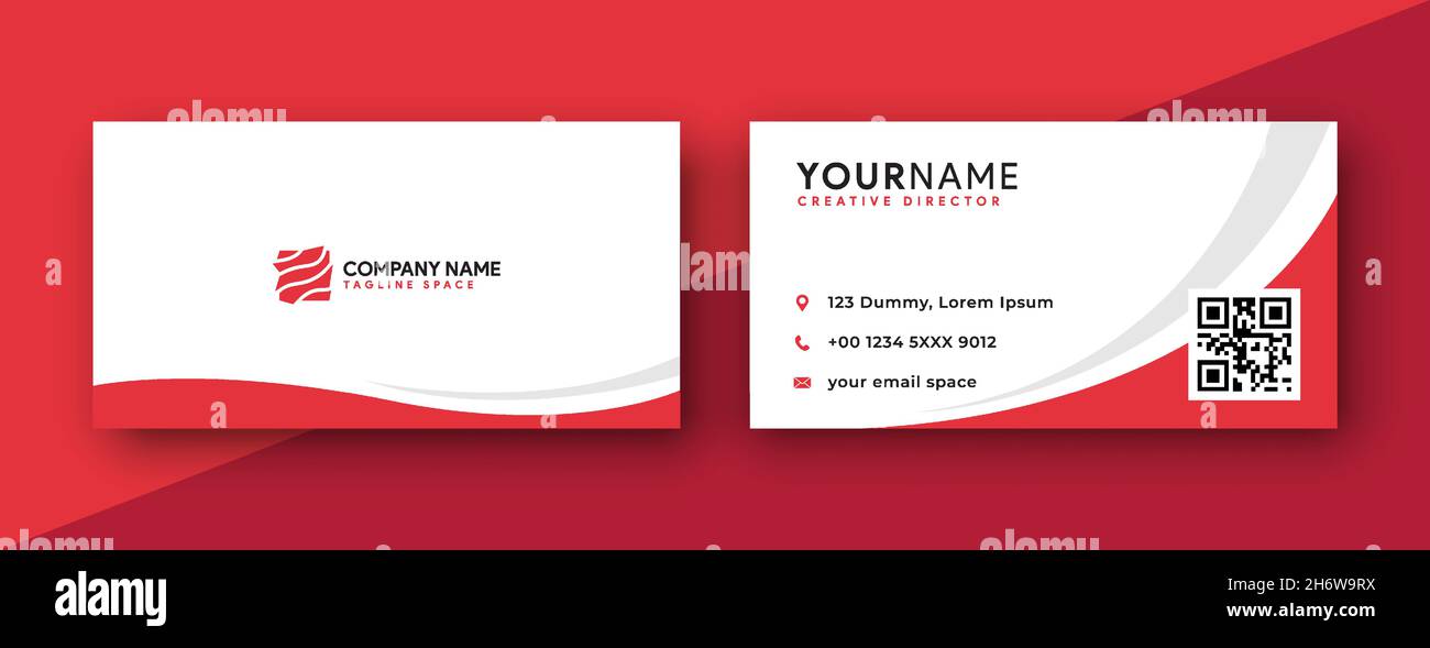 double sided business card design template. red business card design ...