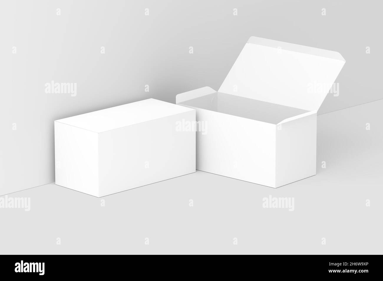 Wide Rectangle Box White Blank Mockup Stock Photo - Alamy