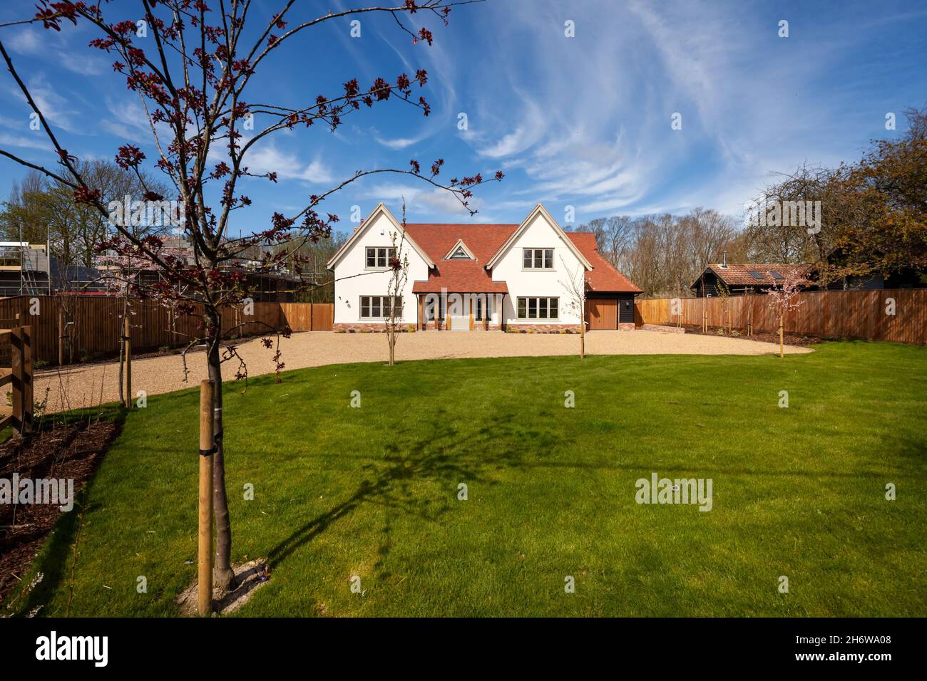 Clavering, England - April 6 2020: Brand new modern home constructed in ...