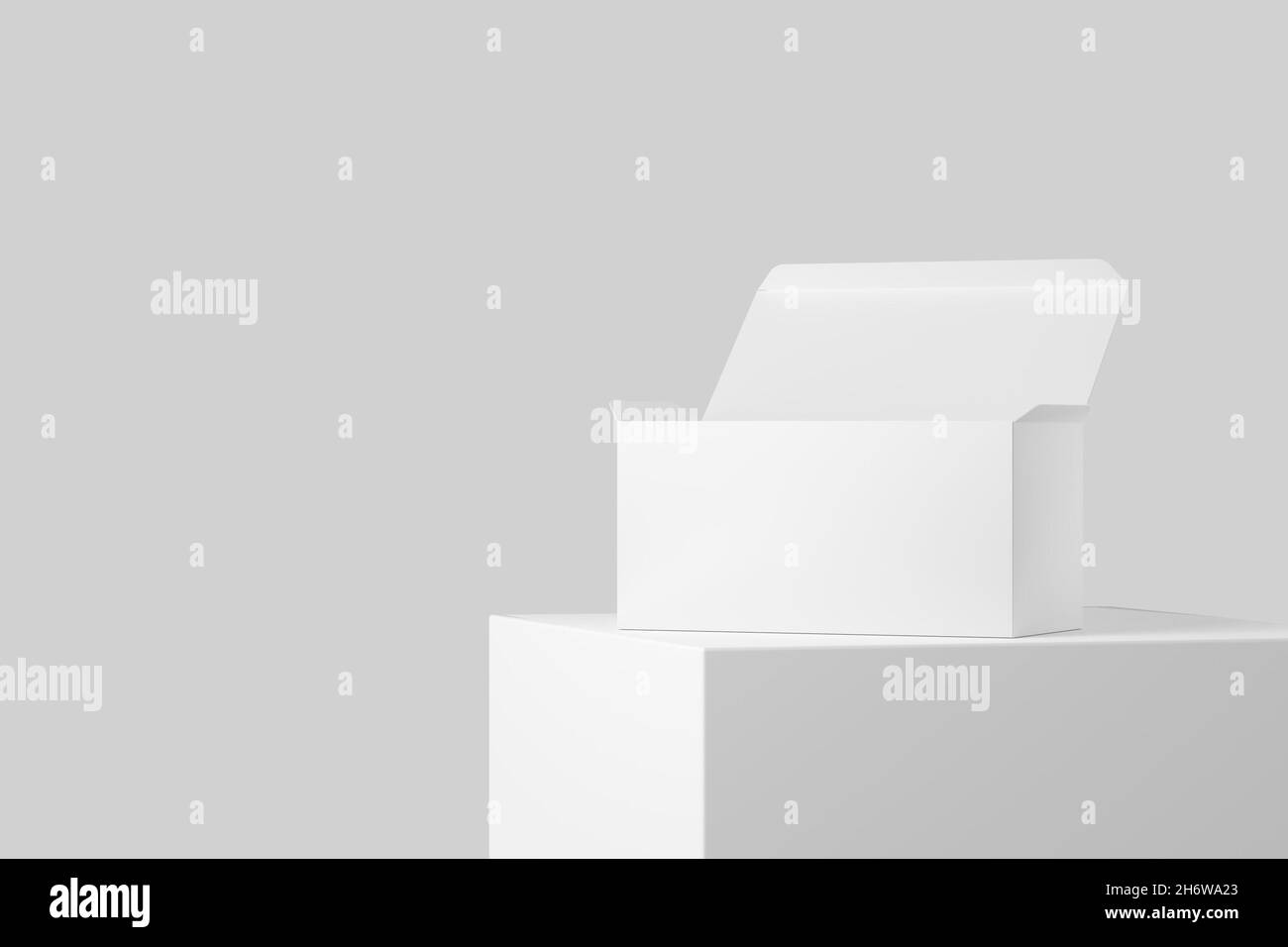 Wide Rectangle Box White Blank Mockup Stock Photo - Alamy
