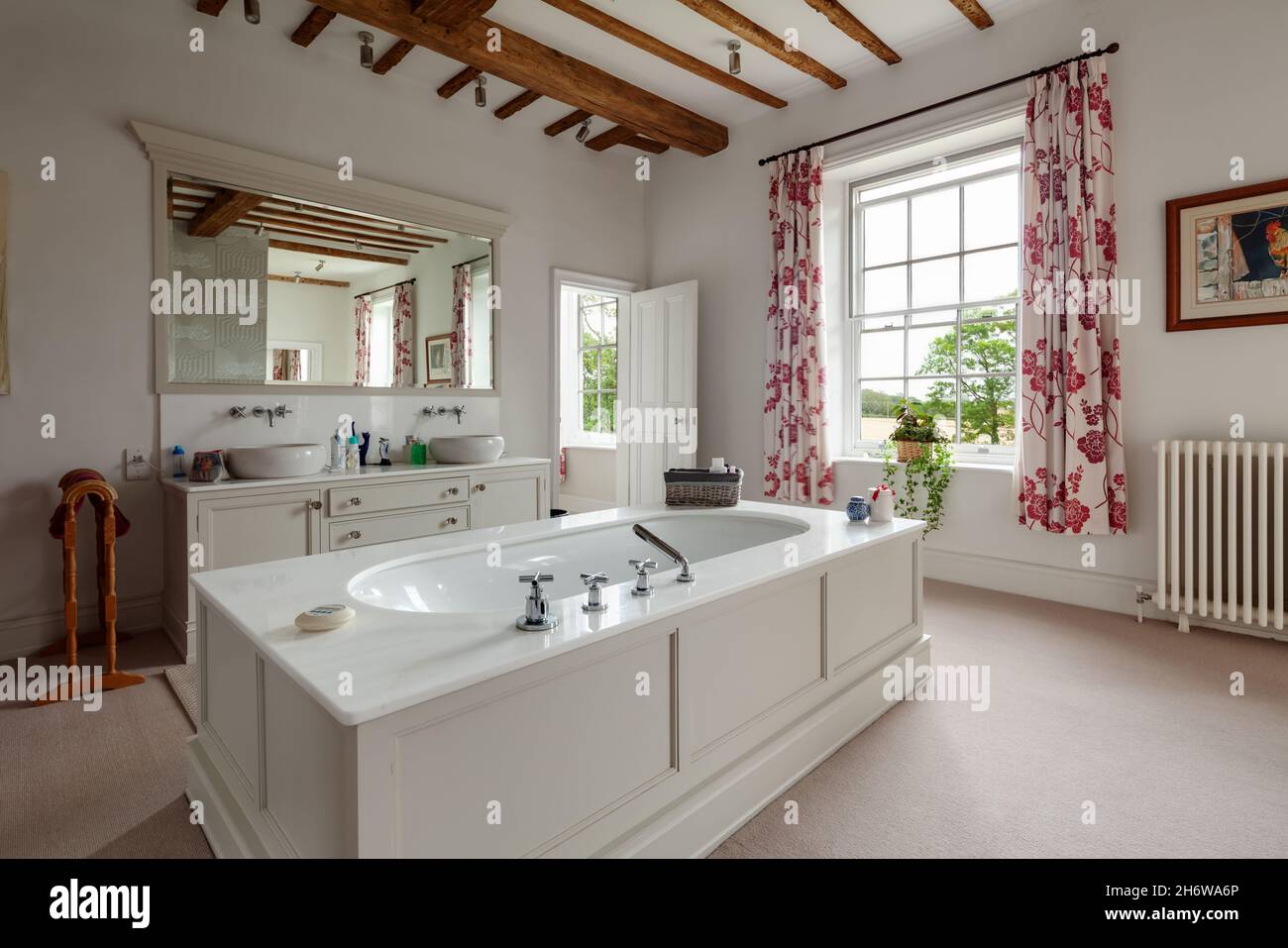 Wimbish, England - July 30 2019: Bathroom in established English ...