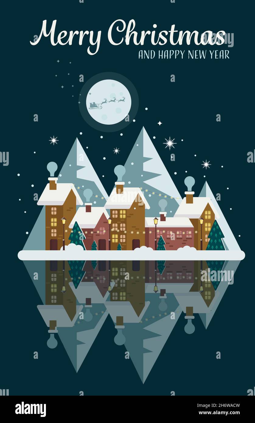 Winter city country flat Stock Vector Images - Alamy