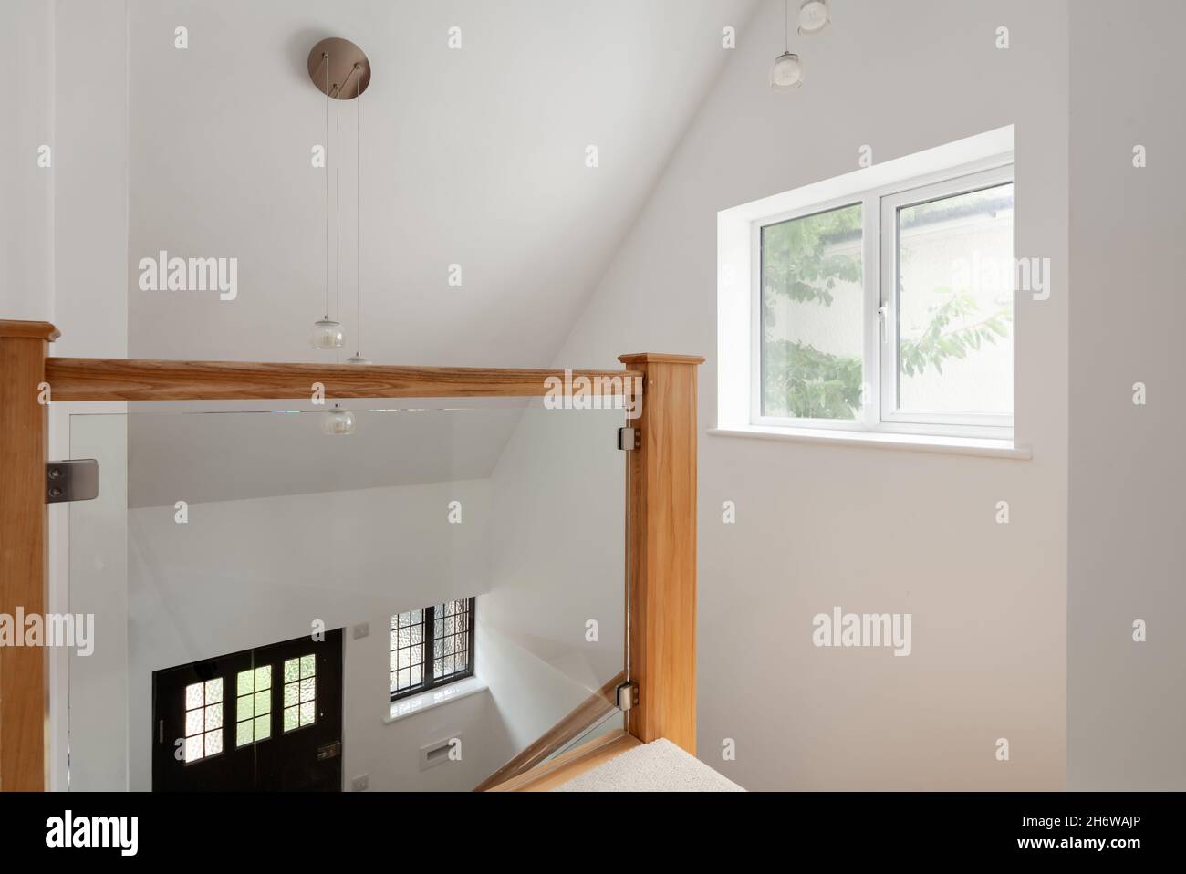Cambridge, England - July 31 2019: first floor landing looking towards ...