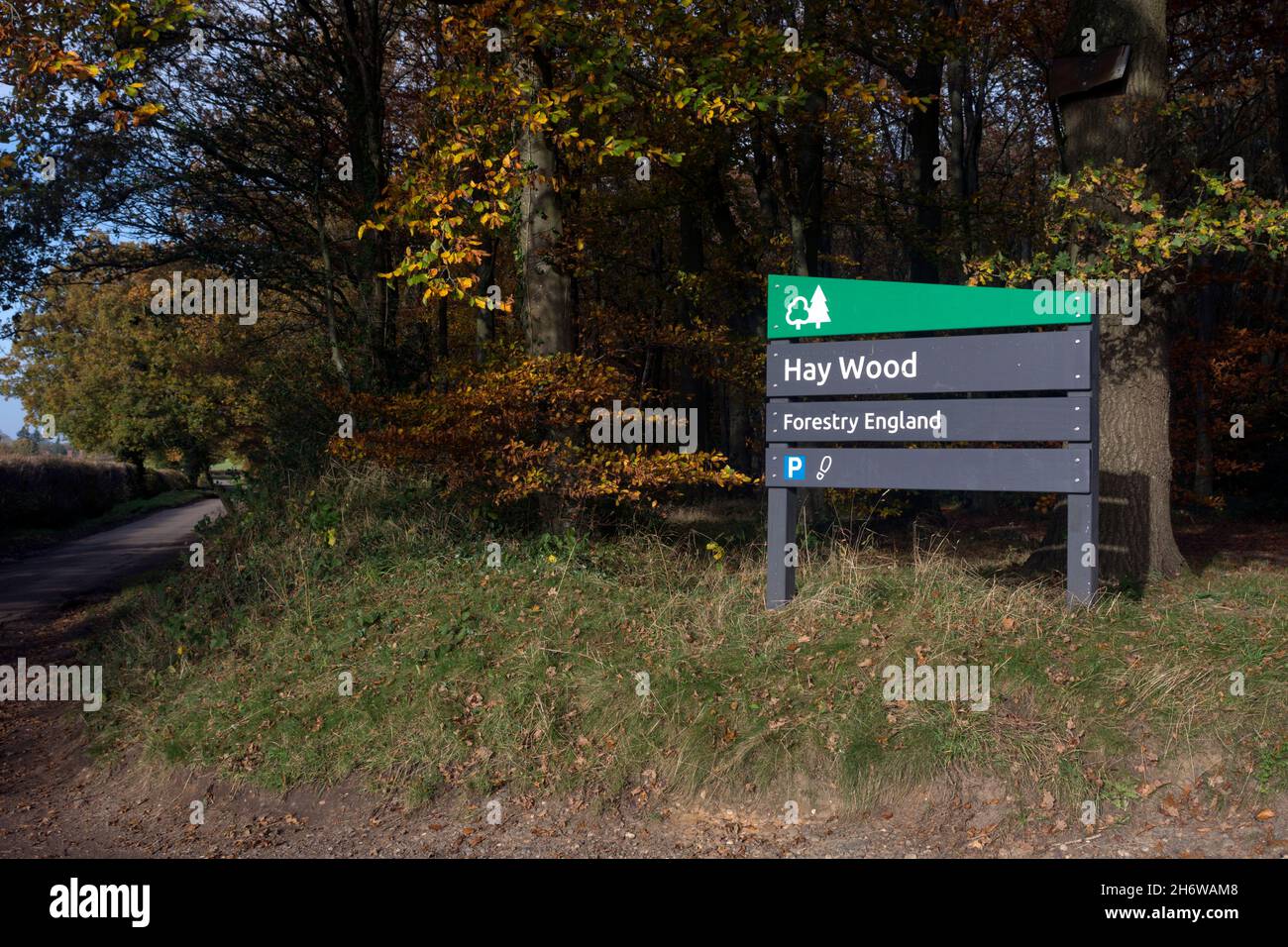 Hay Wood sign, Warwickshire, England, UK Stock Photo - Alamy