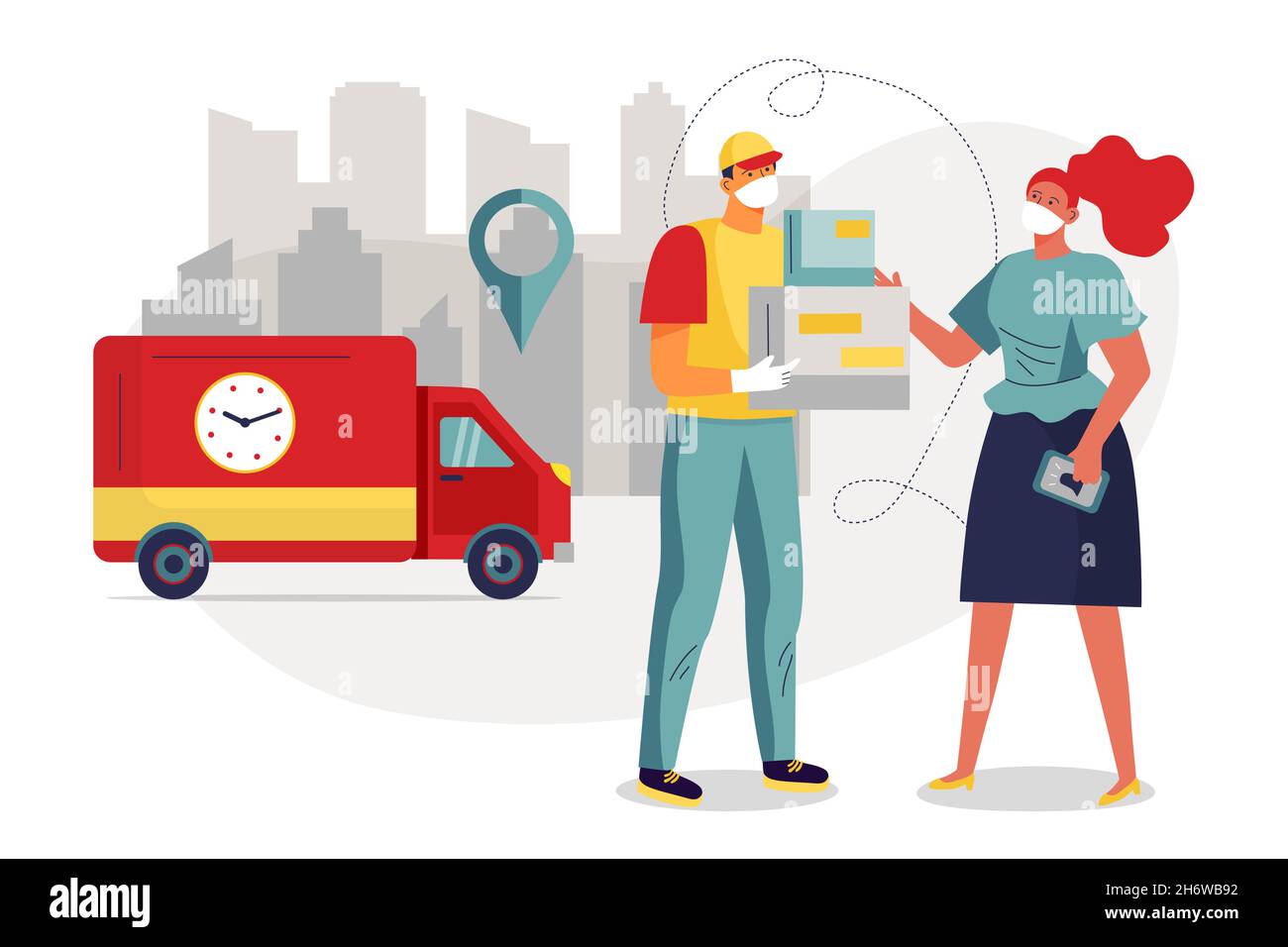 Hand drawn flat design delivery concept Vector illustration Stock ...