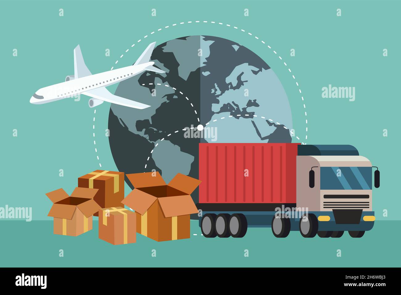 Hand drawn delivery concept with truck Vector illustration Stock Vector ...