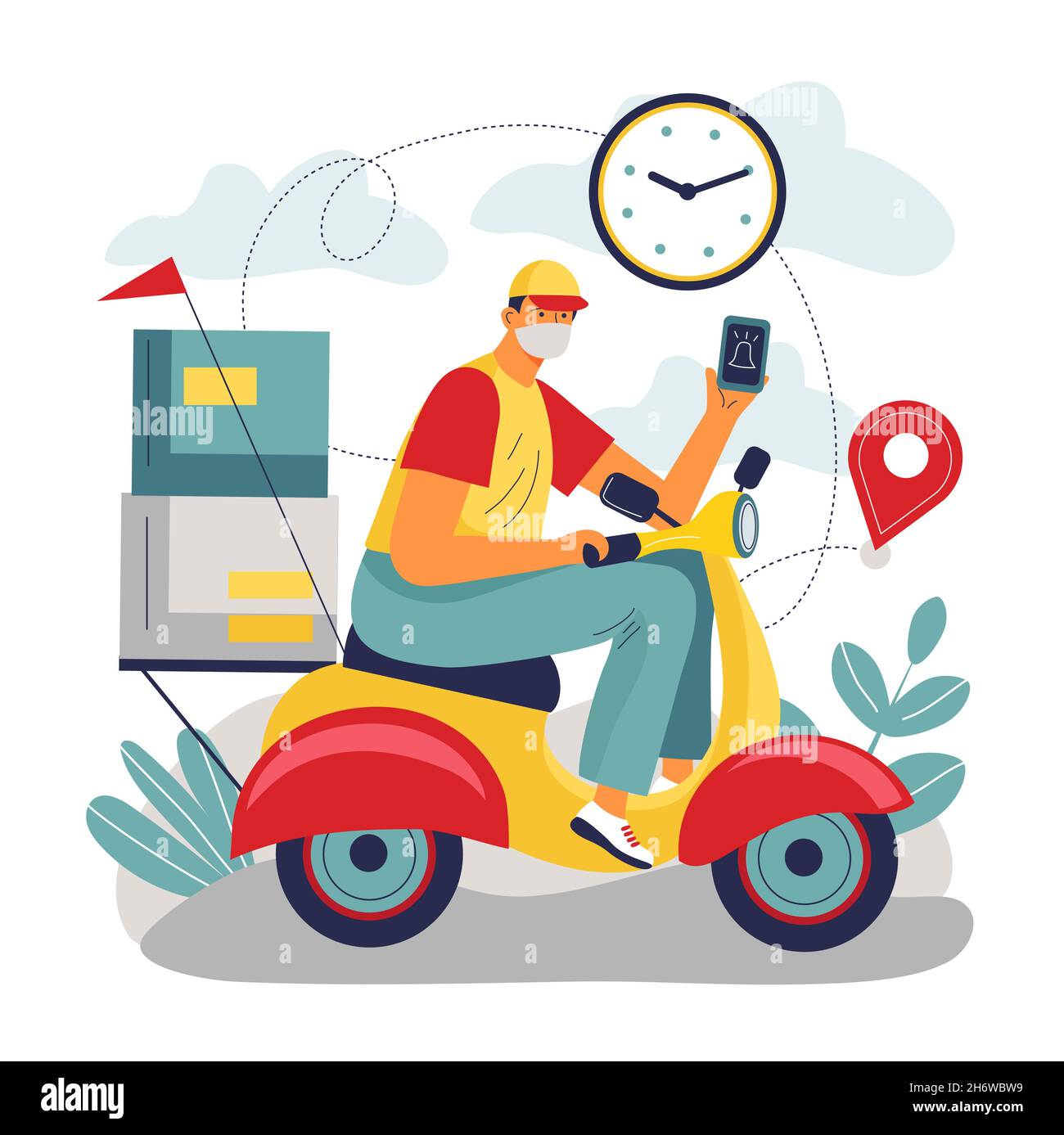 Hand drawn flat design delivery concept Vector illustration Stock ...