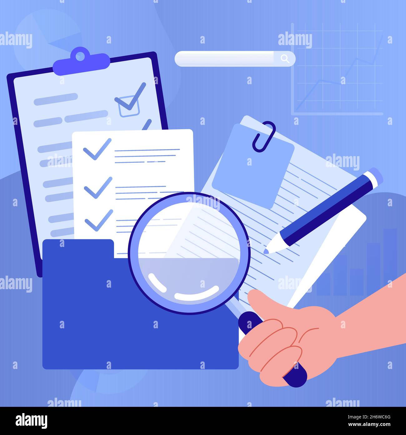 Hand drawn credit assessment concept with documents Vector illustration ...