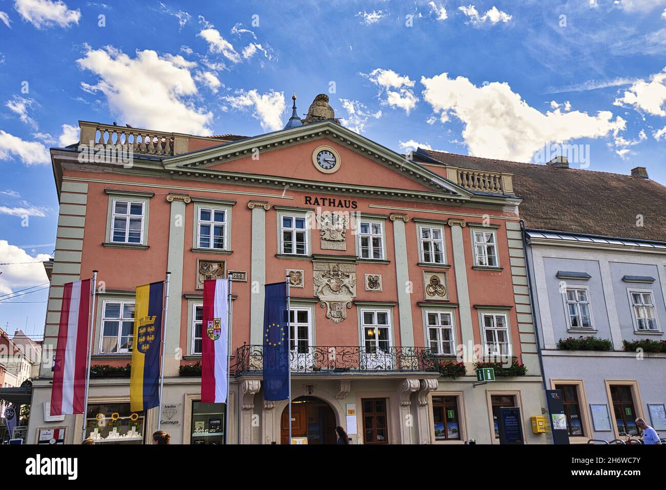 main renaissance facade of the old town hall in Wiener Neustadt ...