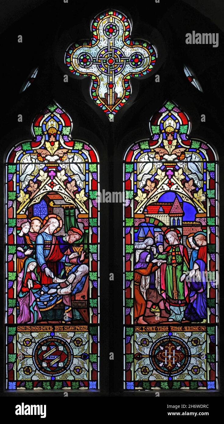 Stained Glass Window by Lavers and Barraud of 1862. Christ Raising the ...