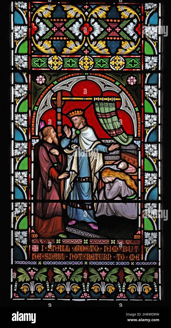 A stained glass window by Frederick Preedy depicting King David and his ...