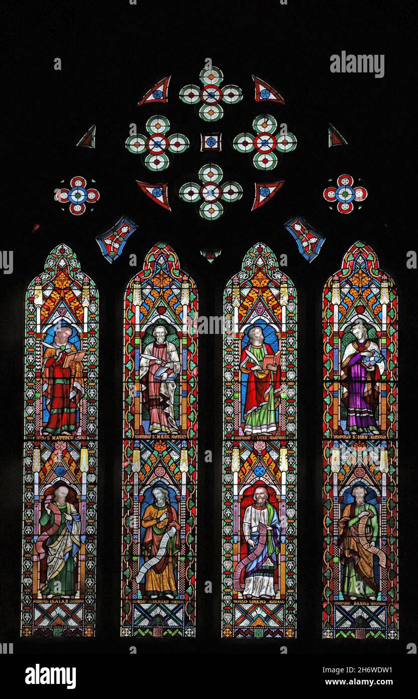 A stained glass window by Frederick Preedy depicting The four ...
