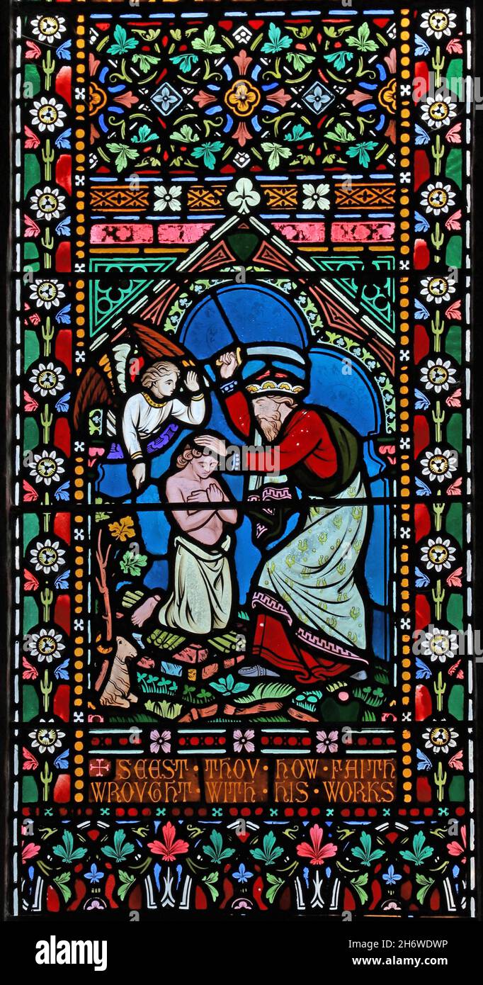 A stained glass window by Frederick Preedy depicting Abraham and the ...