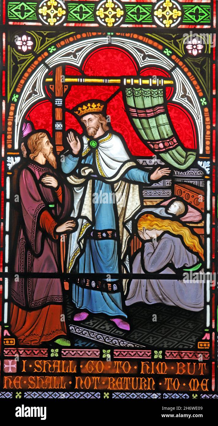 A stained glass window by Frederick Preedy depicting King David and his ...