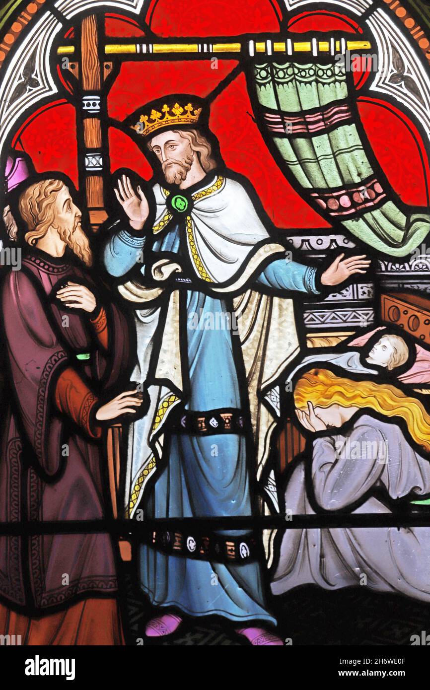 A stained glass window by Frederick Preedy depicting King David and his ...