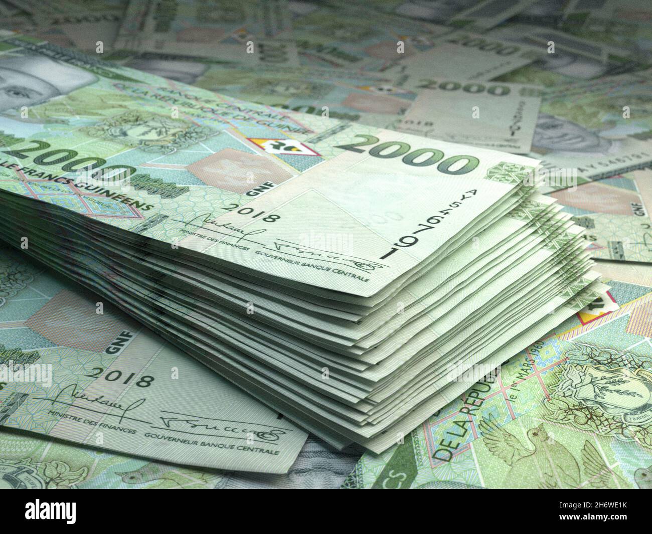 Money of Guinea. Franc bills. GNF banknotes. 2000 French. Business ...
