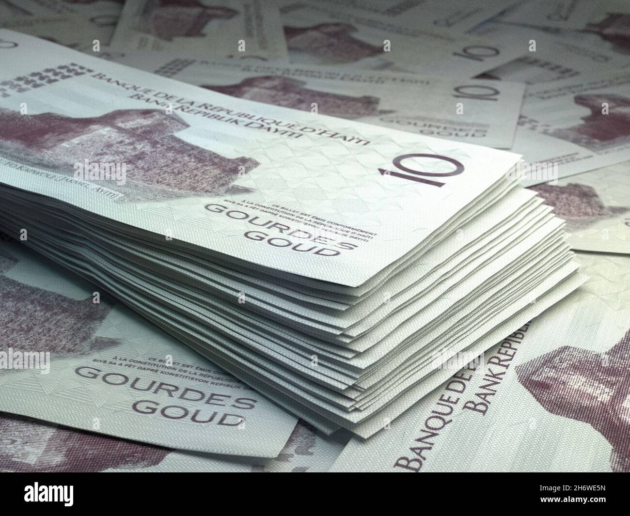 Money of Haiti. Gourde bills. HTG banknotes. 10 Haitian. Business ...