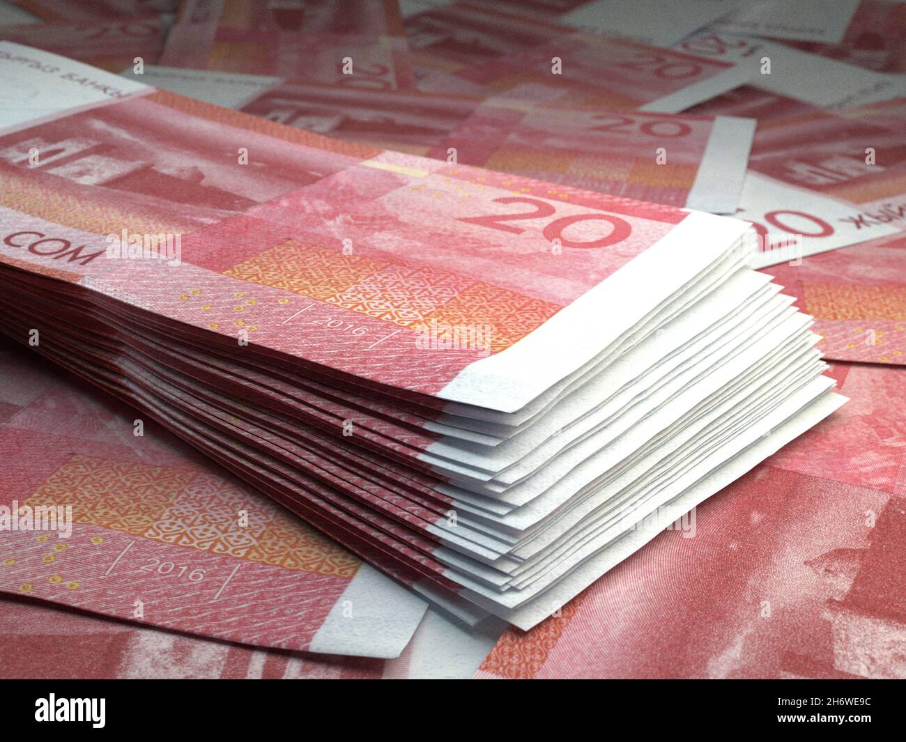 Money of Kyrgyzstan. Som bills. KGS banknotes. 20 Kirghiz. Business ...