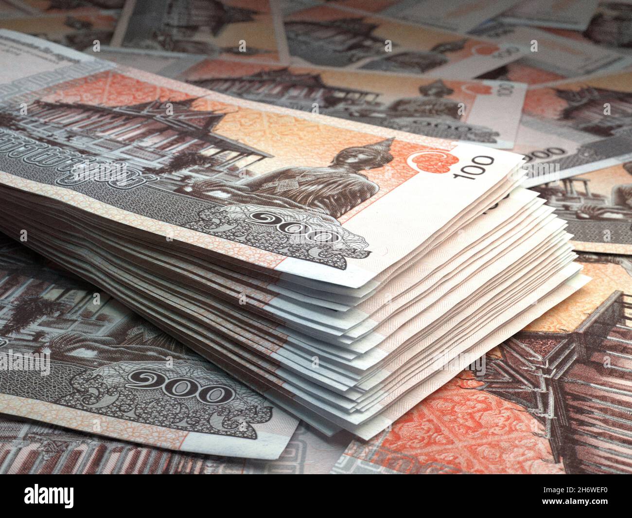 Money of Cambodia. Riels bills. KHR banknotes. 100 Khmer. Business ...