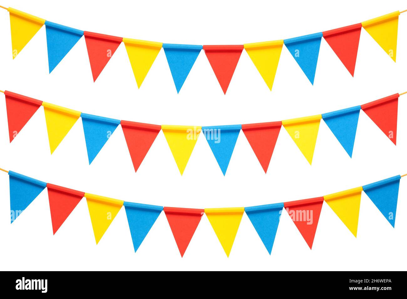 Colorful paper bunting party flags isolated on white background Stock ...