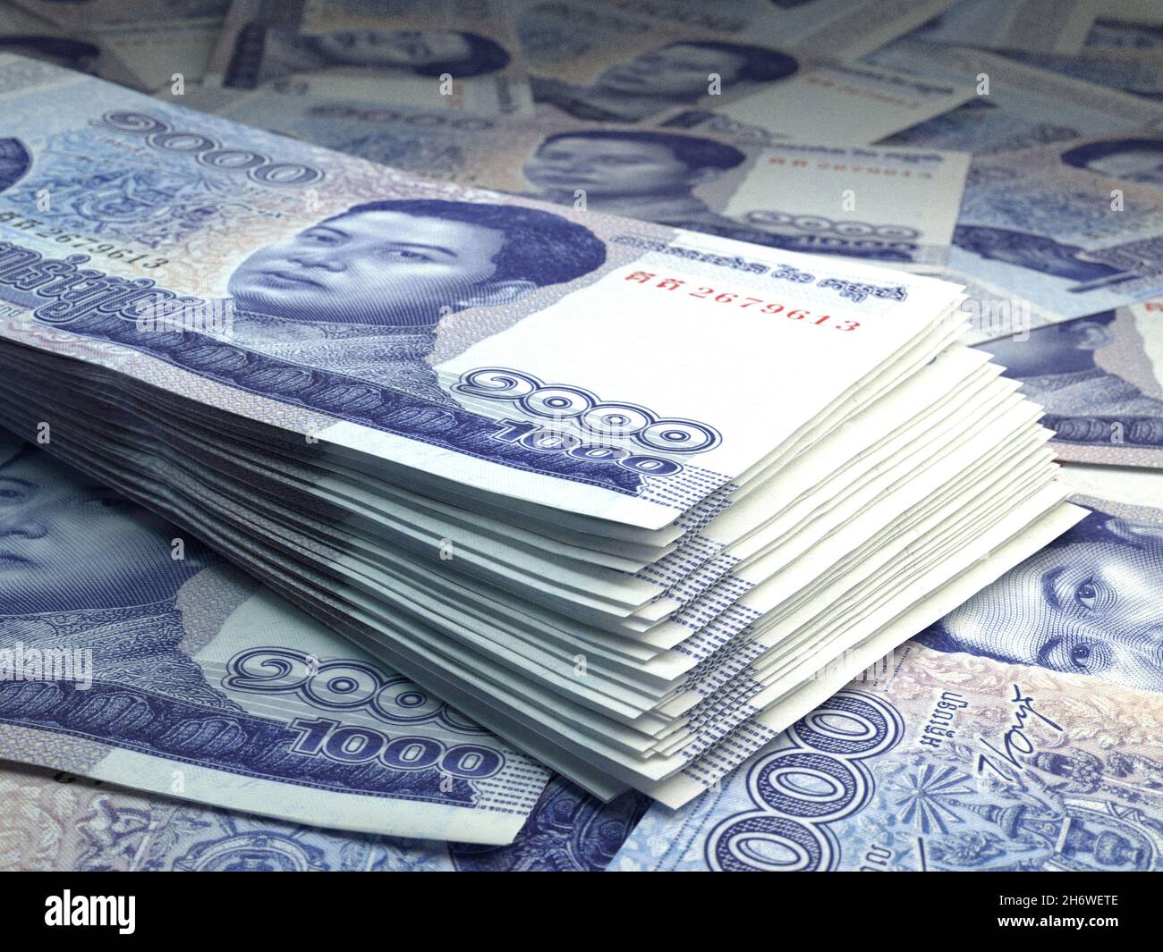 Money of Cambodia. Riels bills. KHR banknotes. 1000 Khmer. Business ...