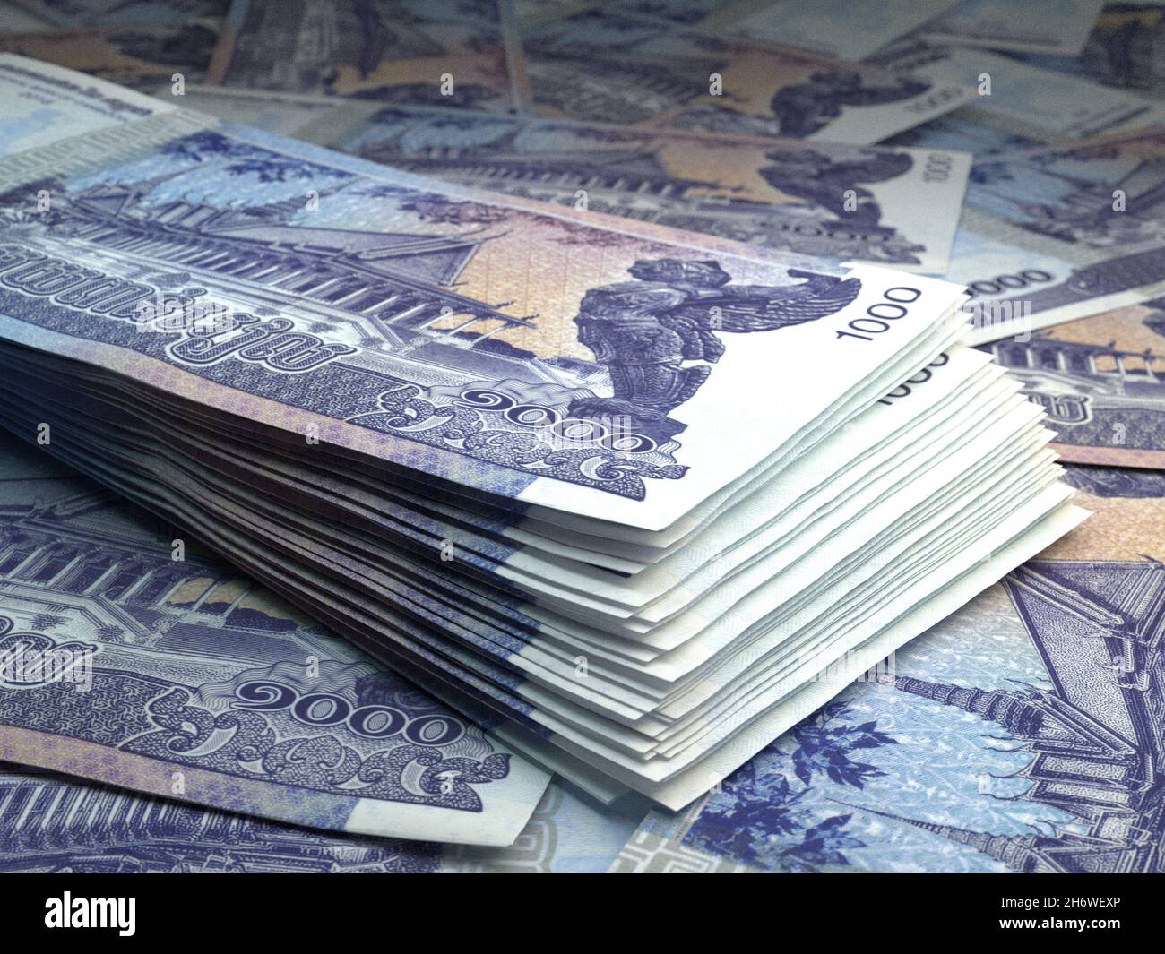 Money of Cambodia. Riels bills. KHR banknotes. 1000 Khmer. Business ...