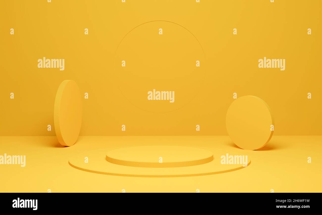 Cylinder background minimal scene geometric platform, Yellow podium ...