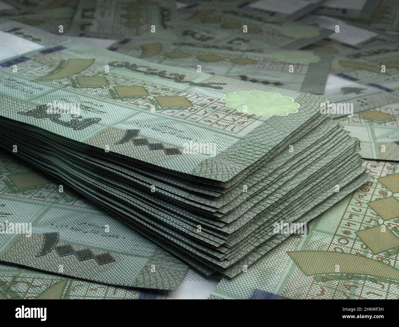 Money of Lebanon. Pound bills. LBP banknotes. 1000 Arabic. Business ...