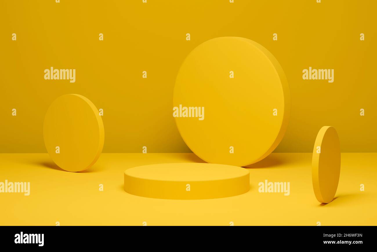 Cylinder background minimal scene geometric platform, Yellow podium ...