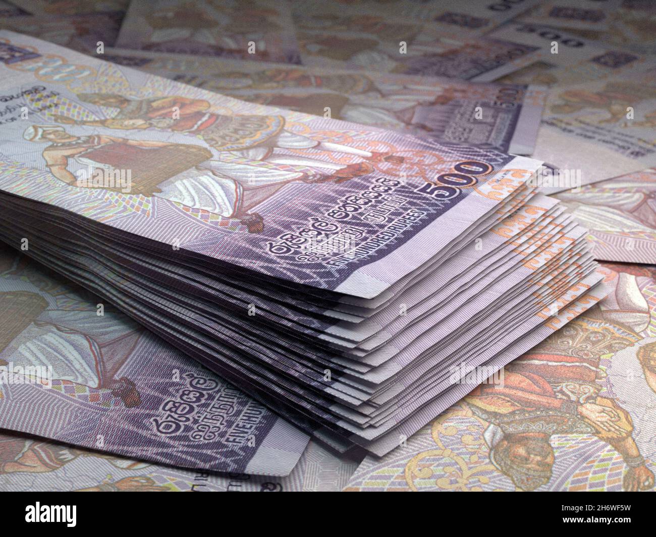 Money of Sri Lanka. Rupee bills. LKR banknotes. 500 Sinhala. Business ...