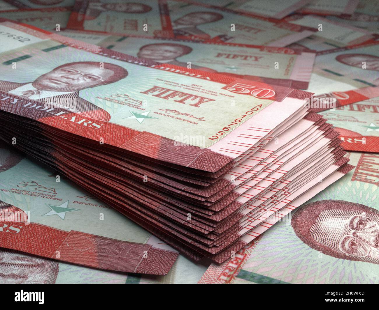 Money of Liberia. Dollar bills. LRD banknotes. 50 English. Business ...