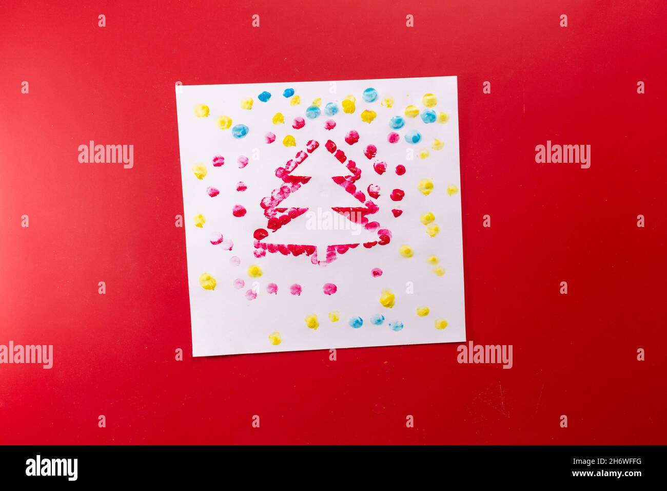 Christmas tree fingerprint craft, simple activity for kids, red ...
