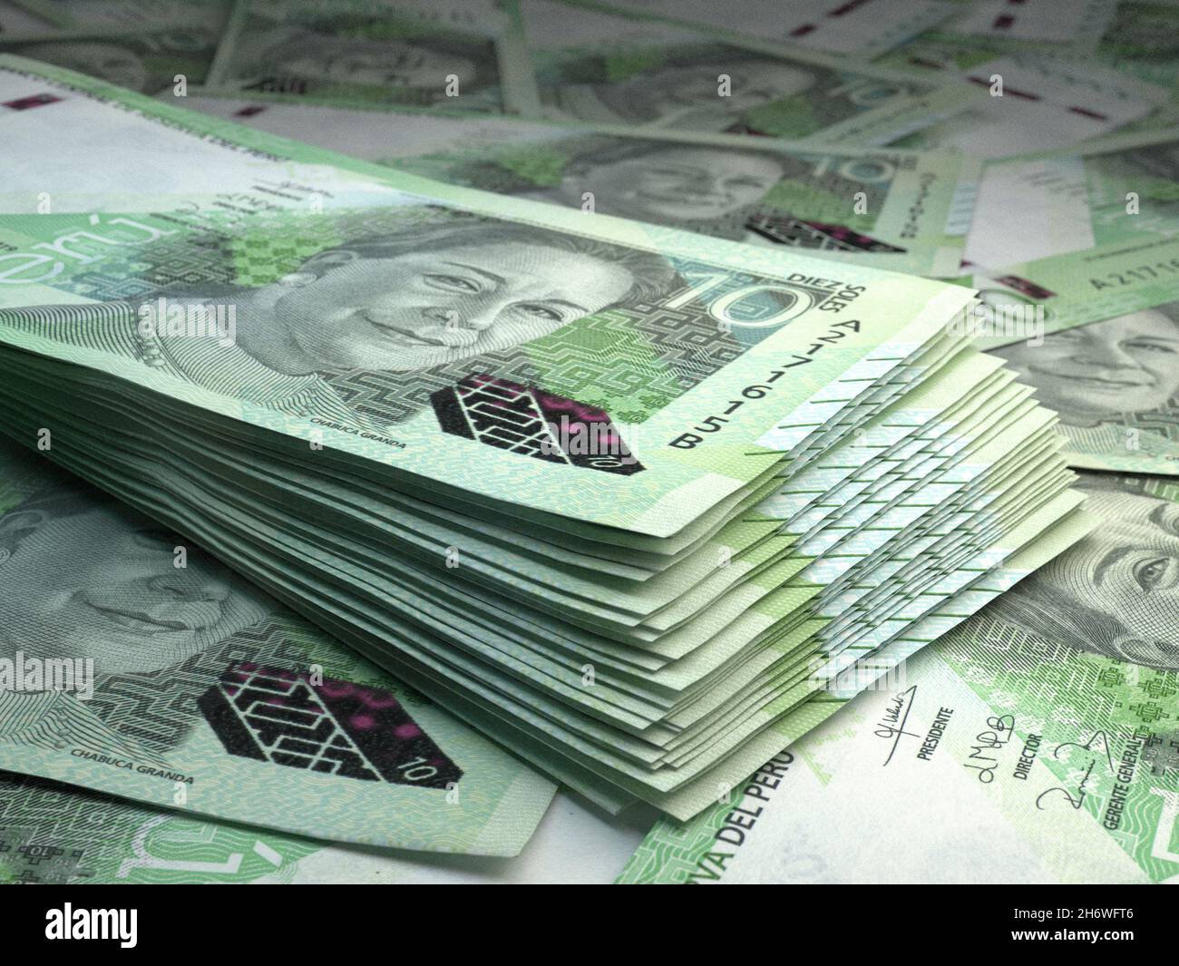 Money of Peru. Peruvian sol bills. PEN banknotes. 10 soles. Business ...