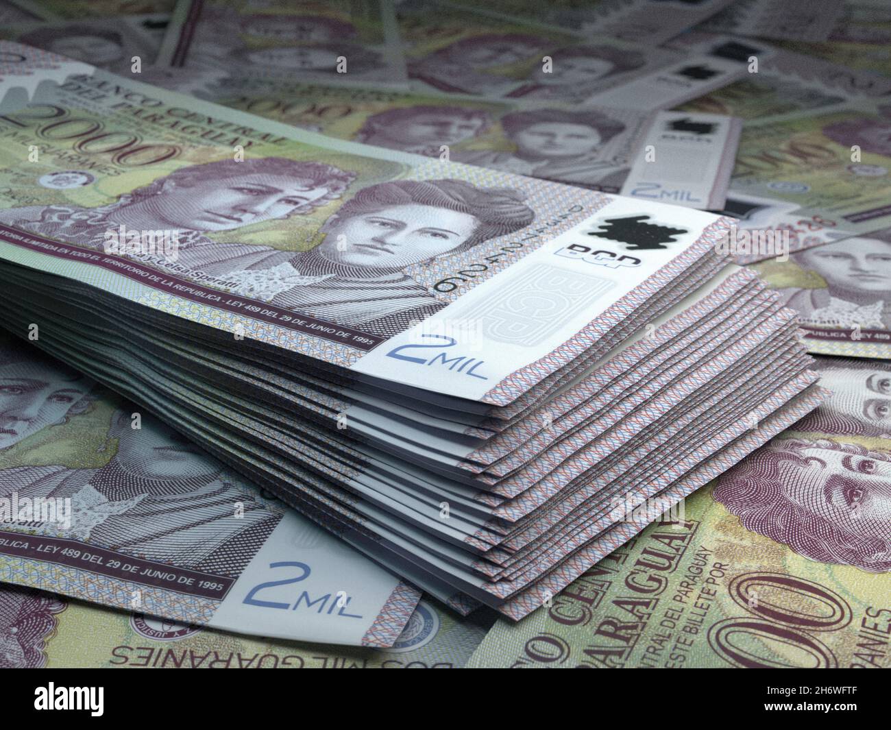 Money of Paraguay. Guarani bills. PYG banknotes. 2000 Spanish. Business ...
