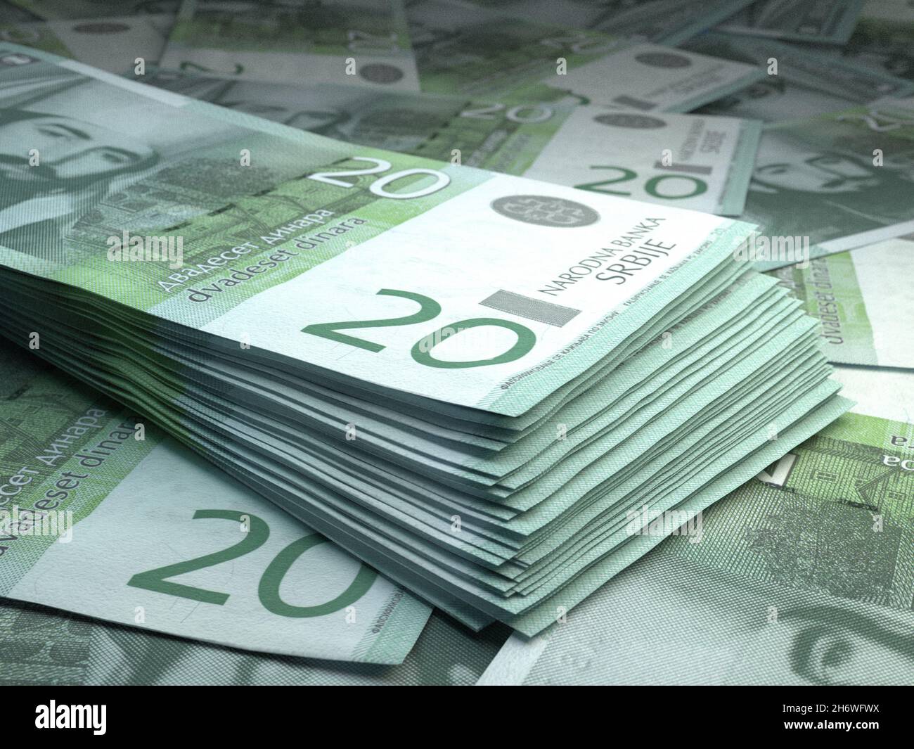 Money of Serbia. Serbian dinar bills. RSD banknotes. 20 dinari ...