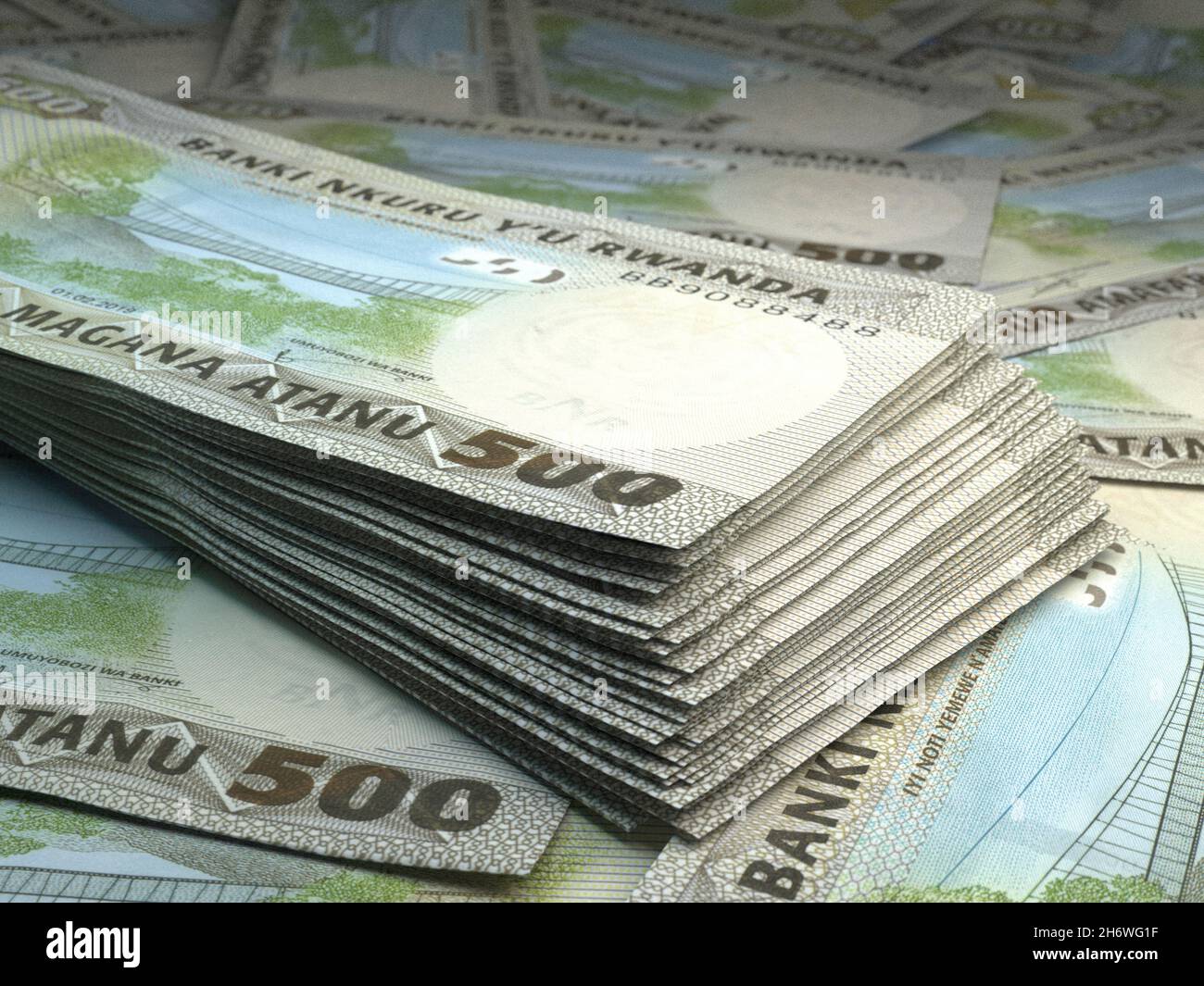 Money of Rwanda. Franc bills. RWF banknotes. 500 Kinya. Business ...