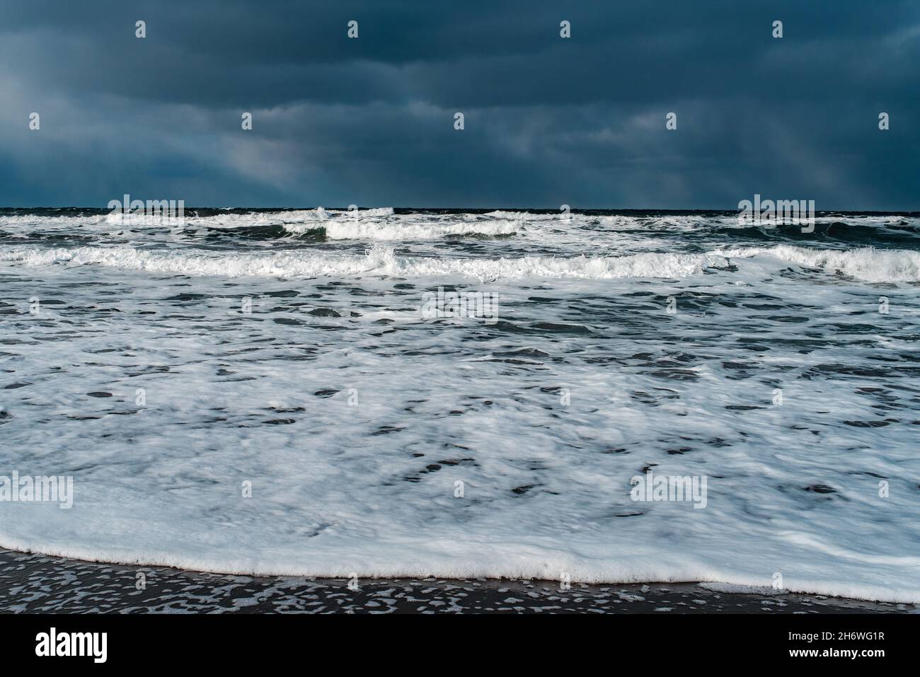 Winter landscape with frozen sea and icy beach. Dramatic seascape ...