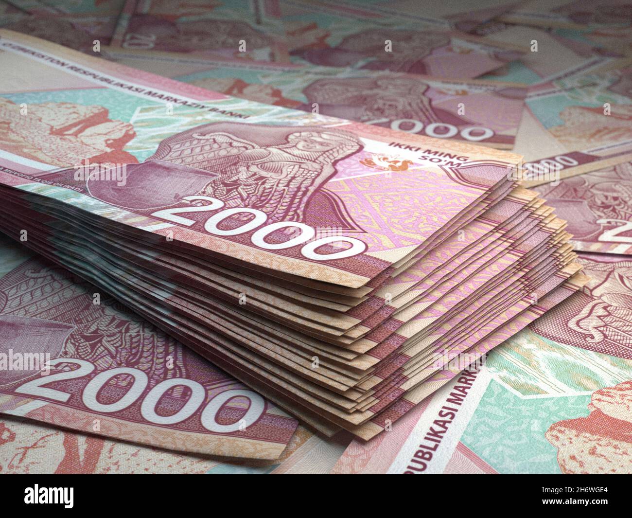 Money of Uzbekistan. Som bills. UZS banknotes. 2000 Uzbek. Business ...