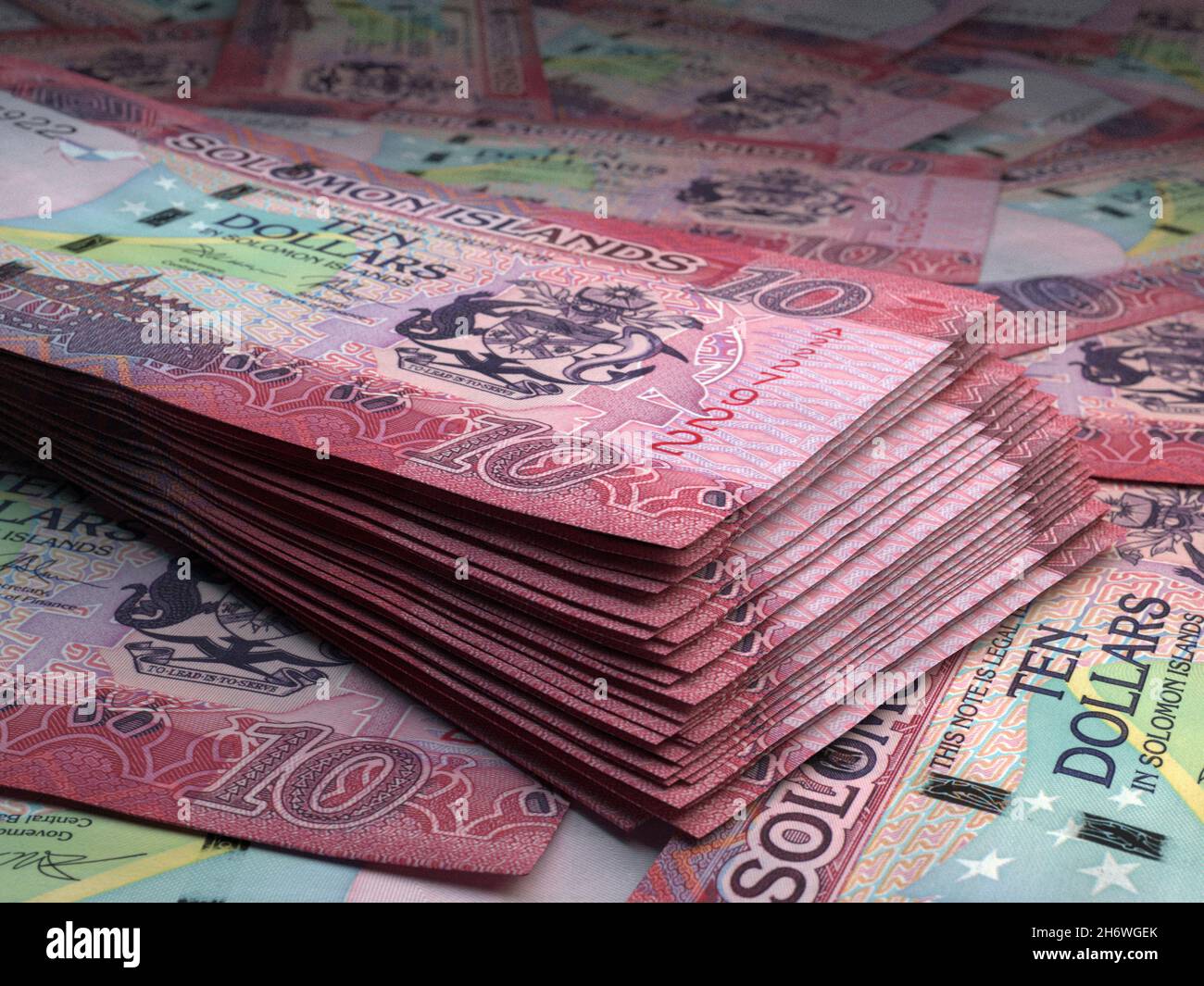 Money of Solomon Islands. Dollar bills. SBD banknotes. 10 Tok. Business ...